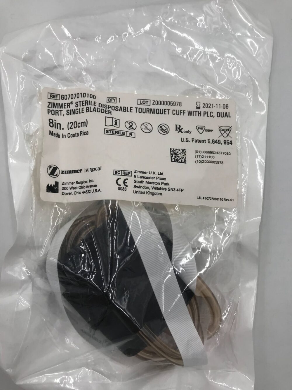 Zimmer 60707010100 Disposable Tourniquet Cuff w/ PLC, Dual Port, Single ...