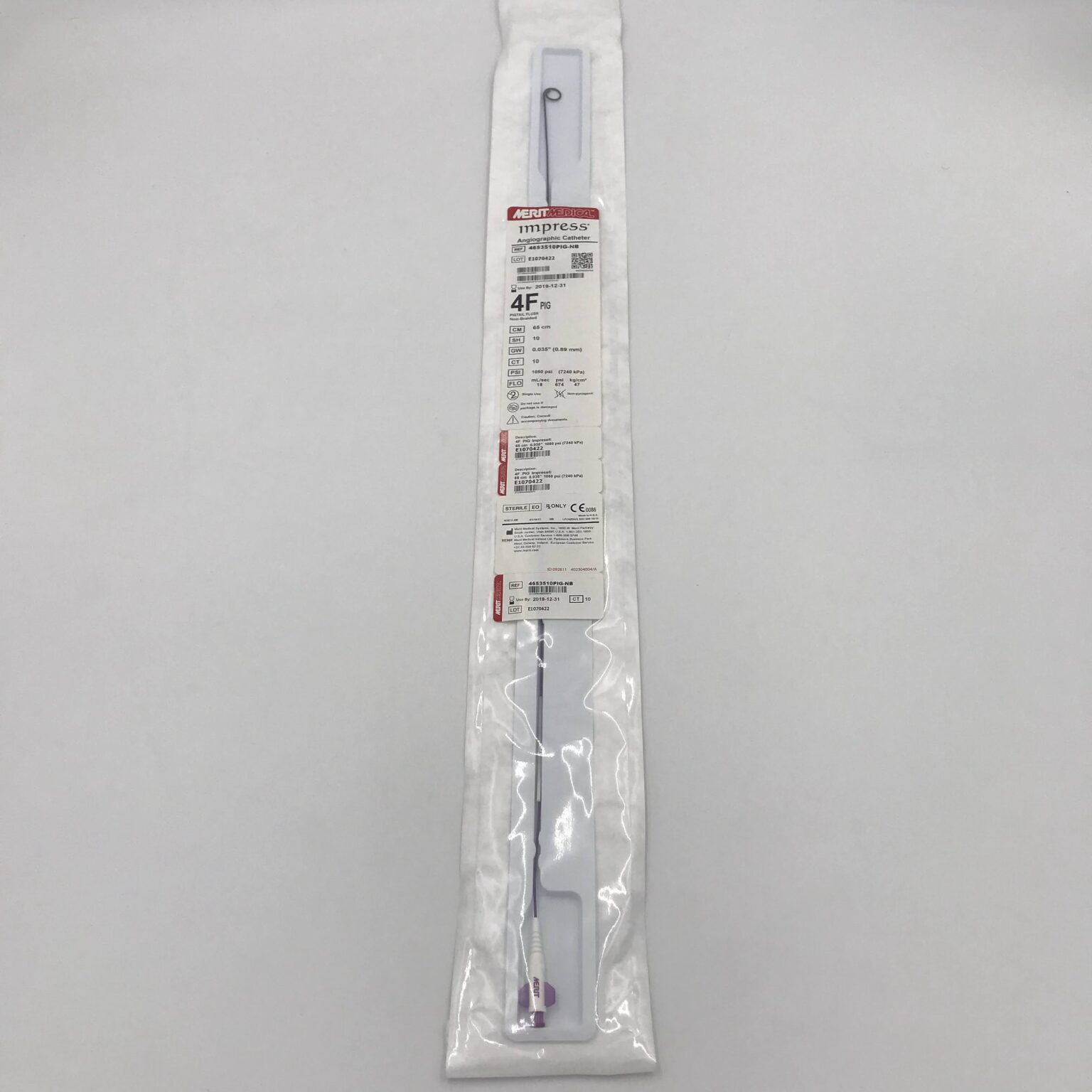 Merit Medical 4653510PIG-NB Impress Angiographic Catheter PIG Pig Tail ...