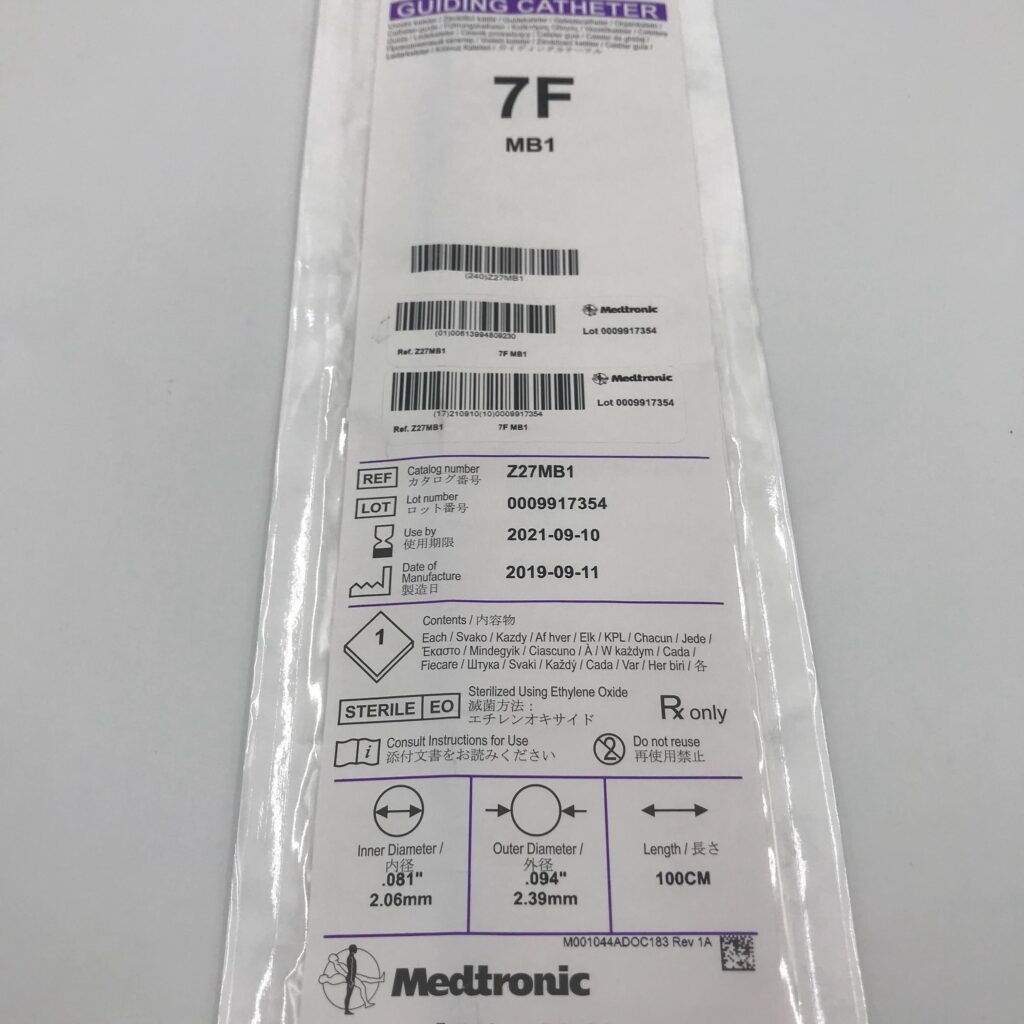 Medtronic Z27MB1 Guiding Catheter 7F MB 1, Z2 (X) - GB TECH USA