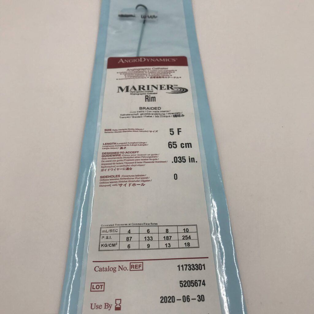 AngioDynamics 11733301 Mariner Angiographic Catheter 5F 65cm RIM ...