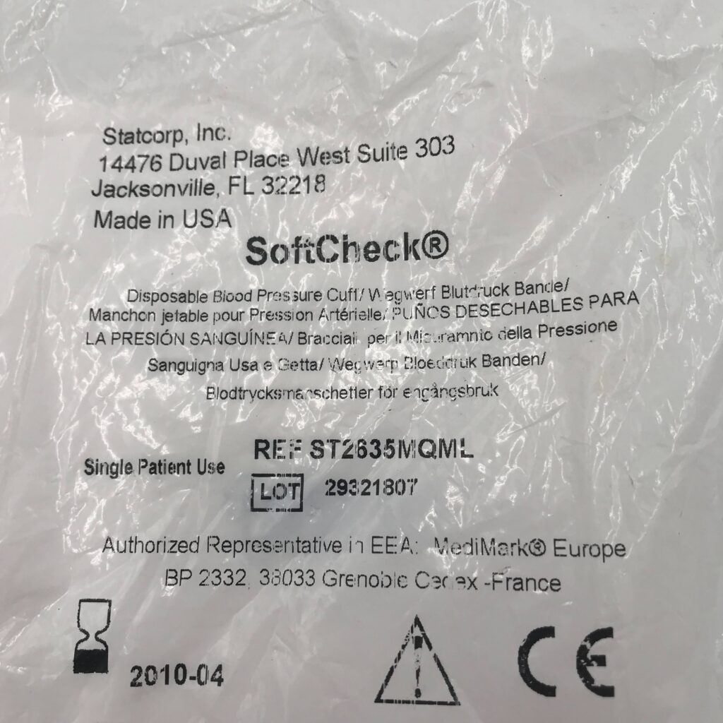 Statcorp ST2635MQML SoftCheck Disposable Blood Pressure Cuff Adult ...