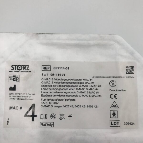 Storz 051114-01 C-Mac S Video Laryngoscope Blade MAC #4 - GB TECH USA