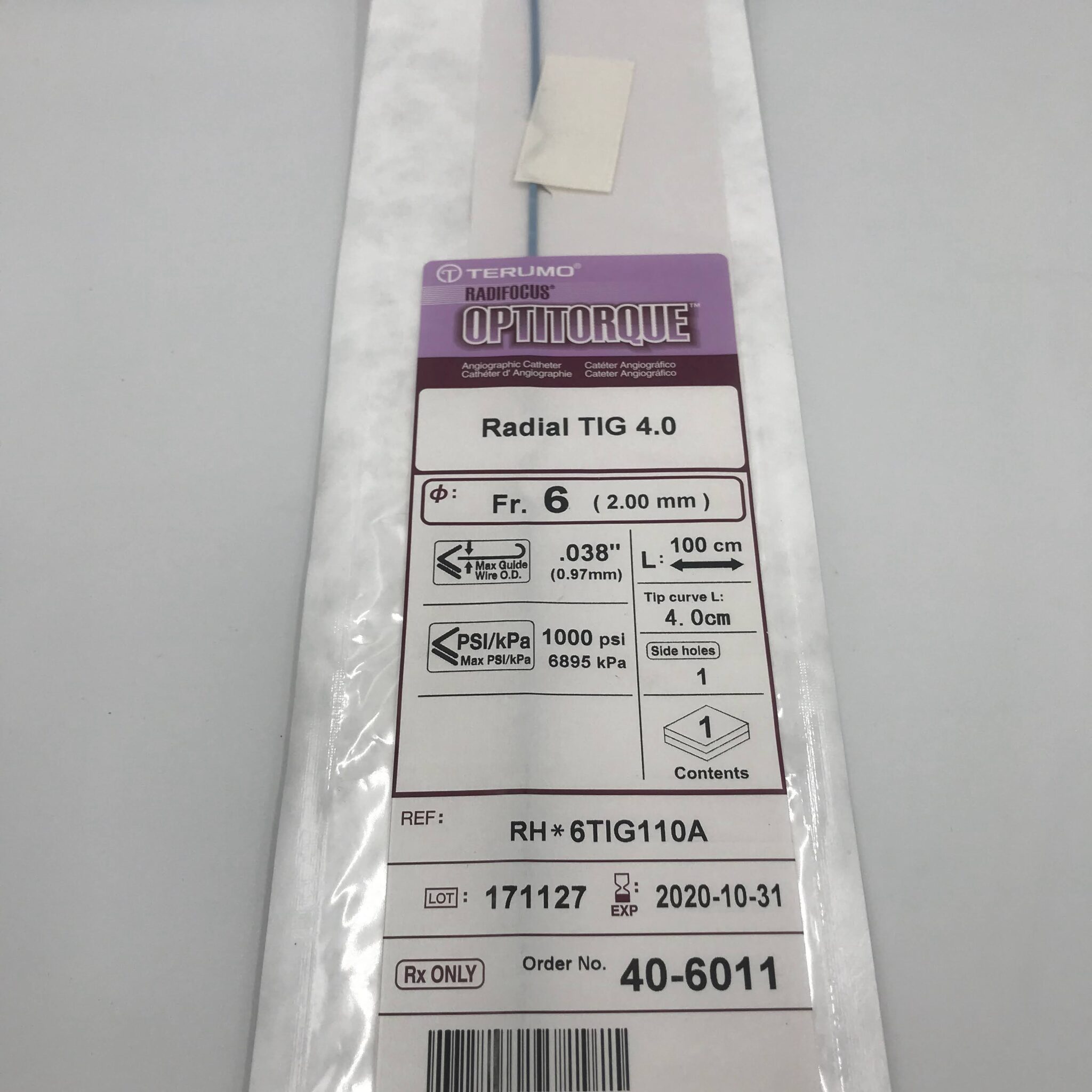 Terumo 40-6011 RadioFocus Optitorque Angiographic Catheter Radial TIG 4 ...
