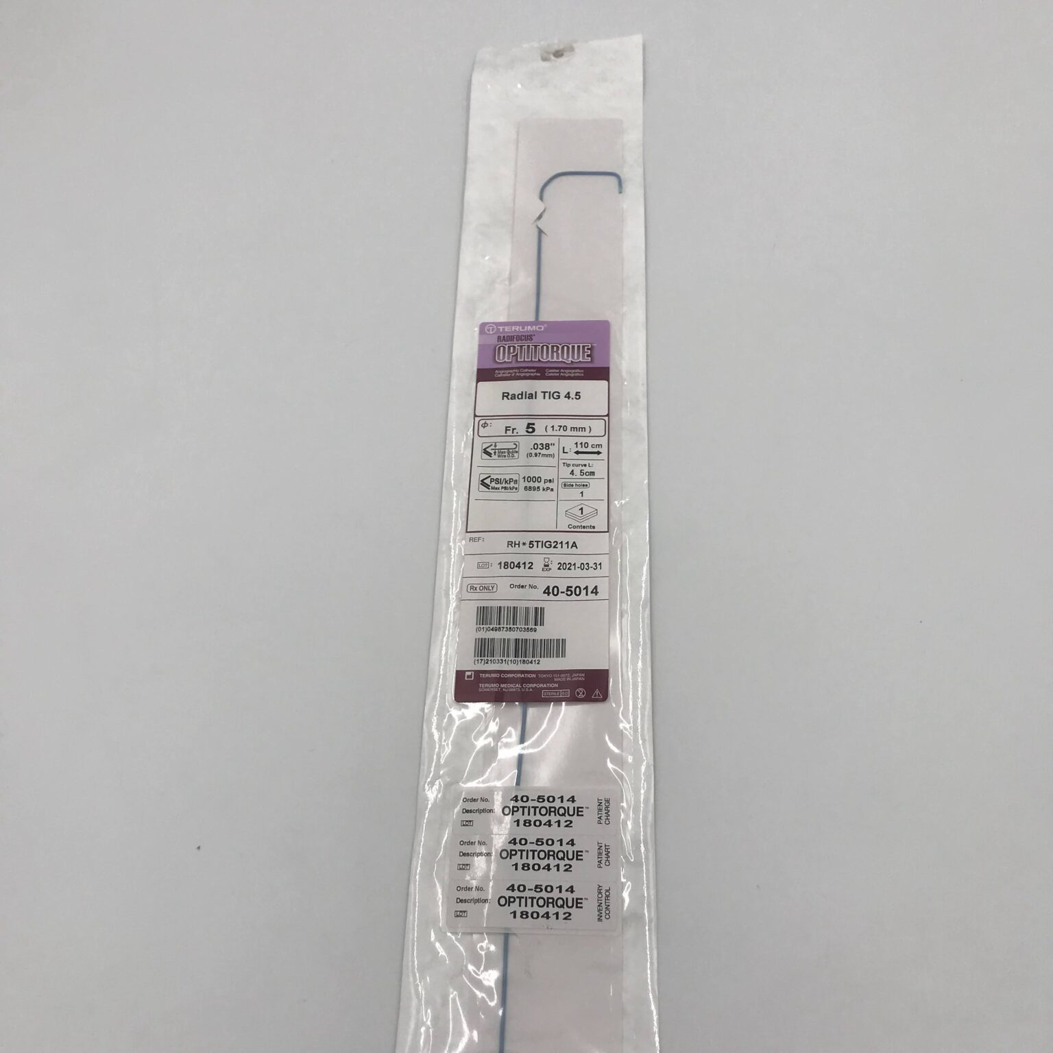 Terumo 40-5014 RadioFocus Optitorque Angiographic Catheter Radial TIG 4 ...