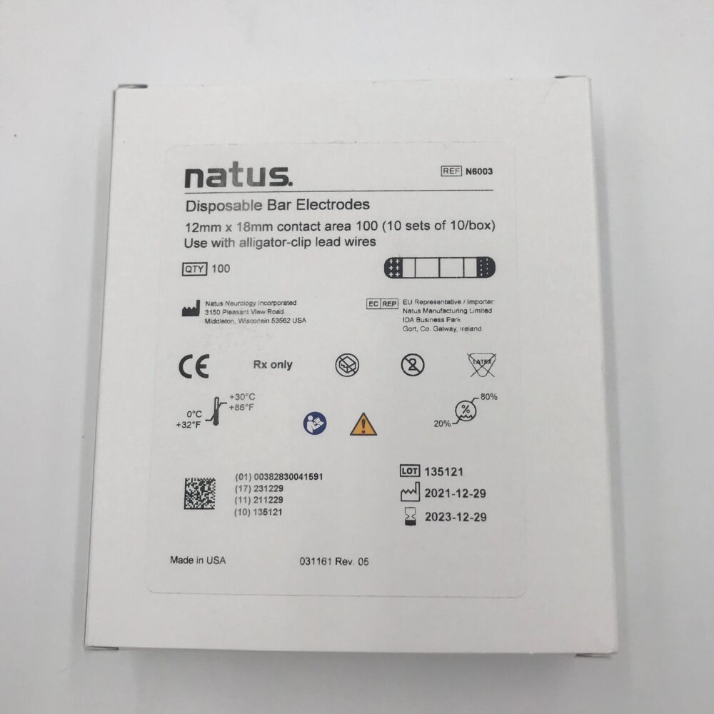 Natus N6003 Disposable Bar Electrodes 12mm x 18mm Contact Area (100/Box ...