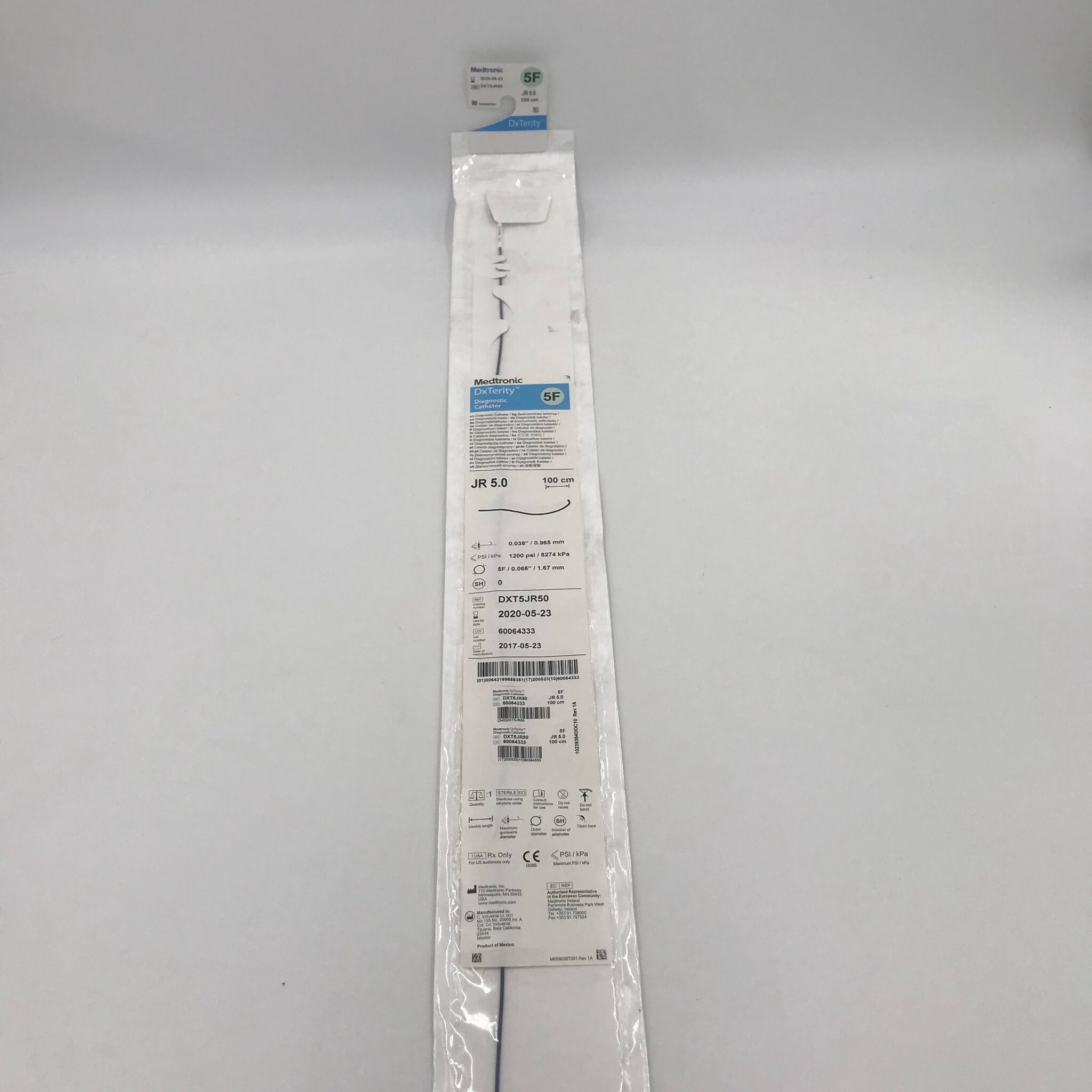 Medtronic DXT5JR50 DxTerity Diagnostics Catheter JR5.0 5F 100cm (X ...
