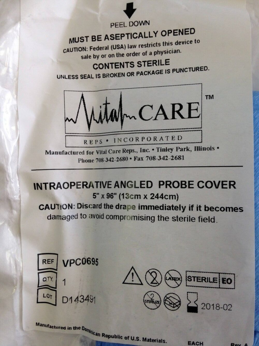Vital Care VPC0695 Intraoperative Angled Probe Cover 5" x 96" (x) - GB ...