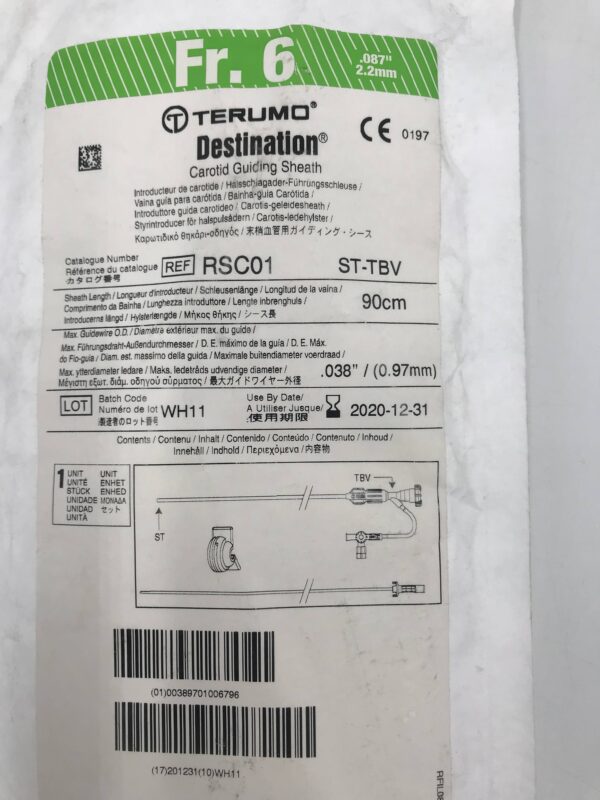 TERUMO RSC01 Destination Carotid Guiding Sheath, 6Fr. 90cm x .038in (x) – GB TECH USA