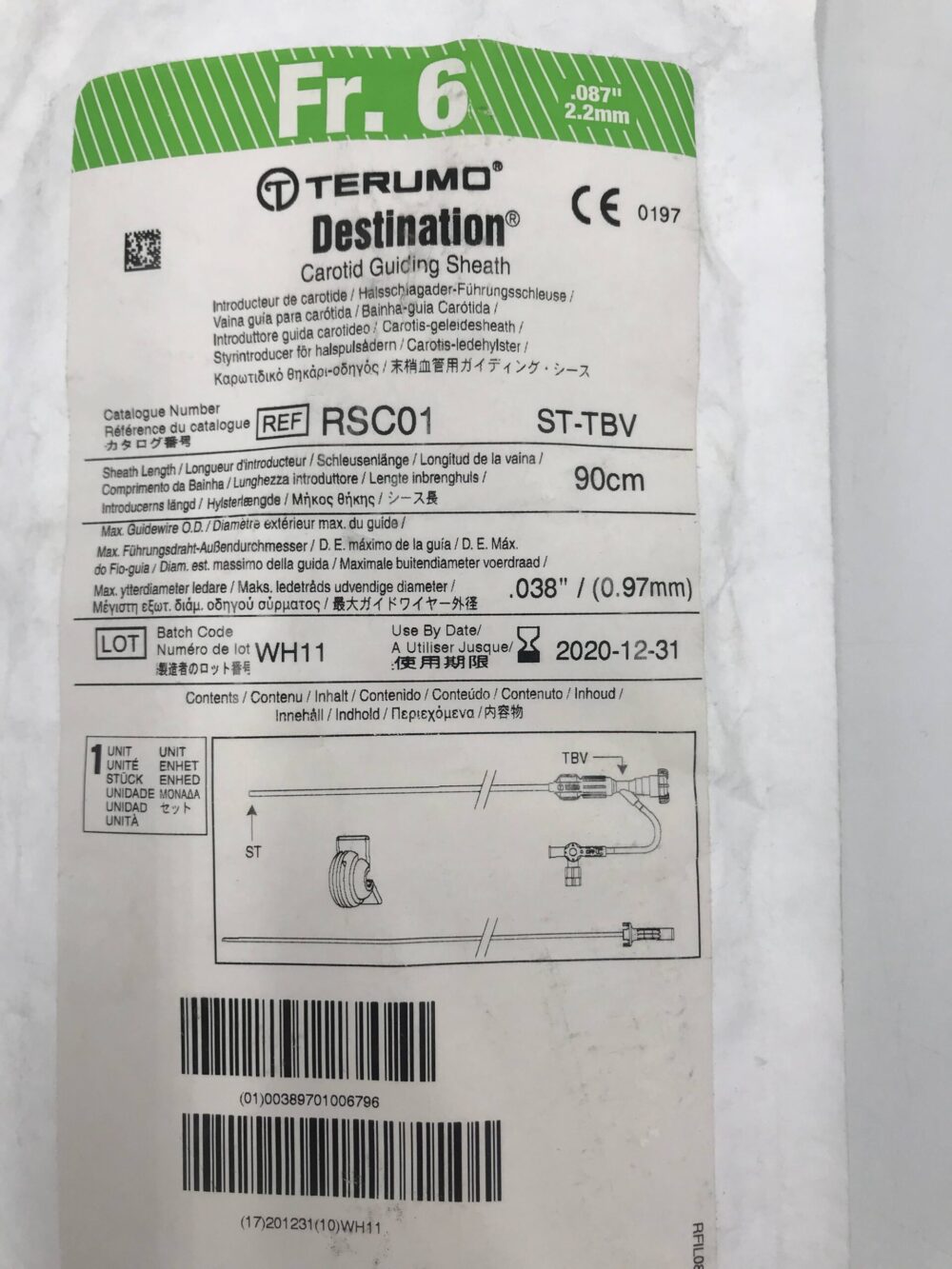 TERUMO RSC01 Destination Carotid Guiding Sheath, 6Fr. 90cm x .038in (x) - GB TECH USA