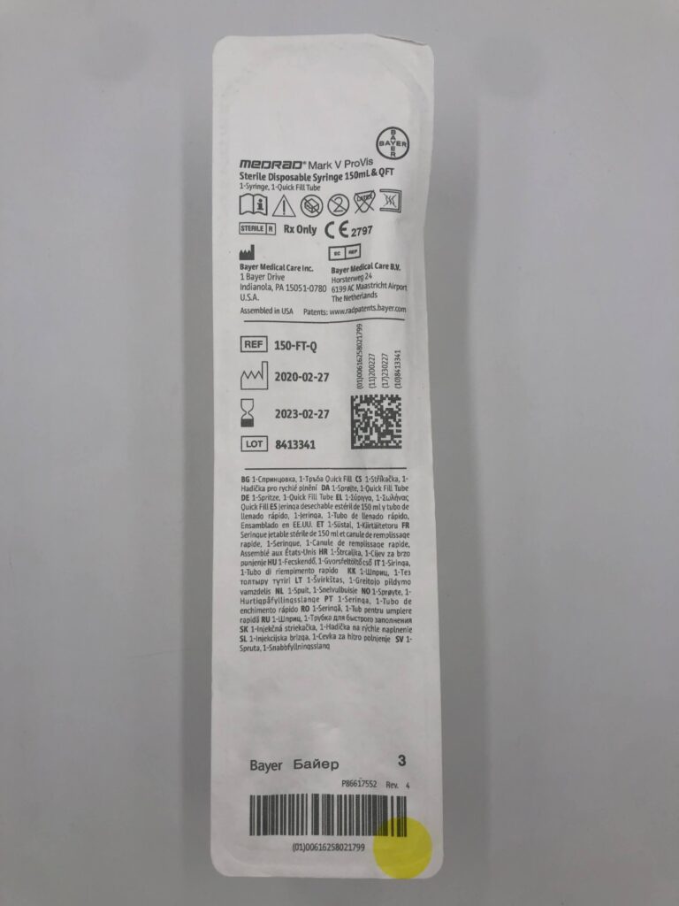 BAYER 150-FT-Q Medrad Mark V ProVis Disposable Syringe 150mL & QFT – GB ...