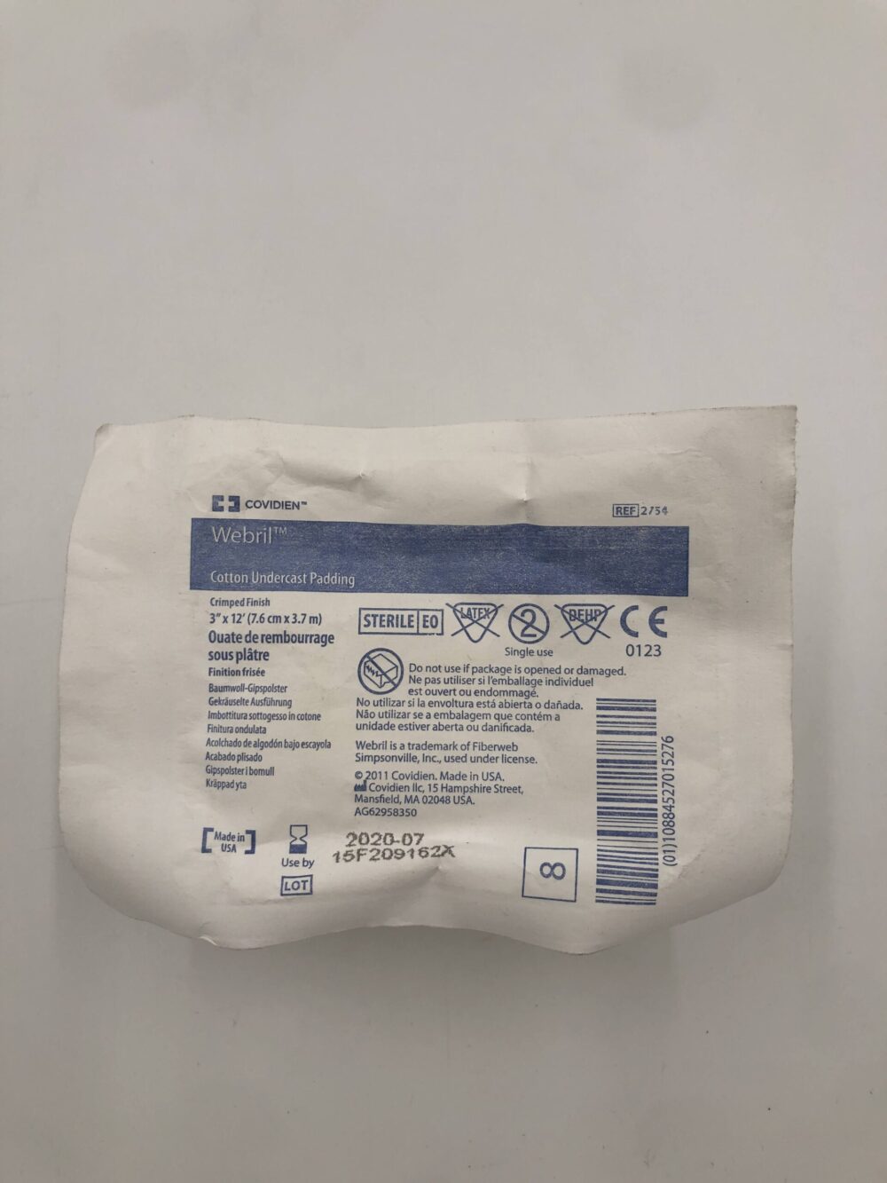 COVIDIEN 2754 Webril Cotton Undercast Padding 3in x 12ft (X) - GB TECH USA