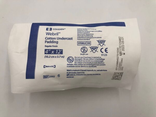 COVIDIEN 2502 Webril Cotton Undercast Padding, Reg Finish 4in x 12ft(X ...