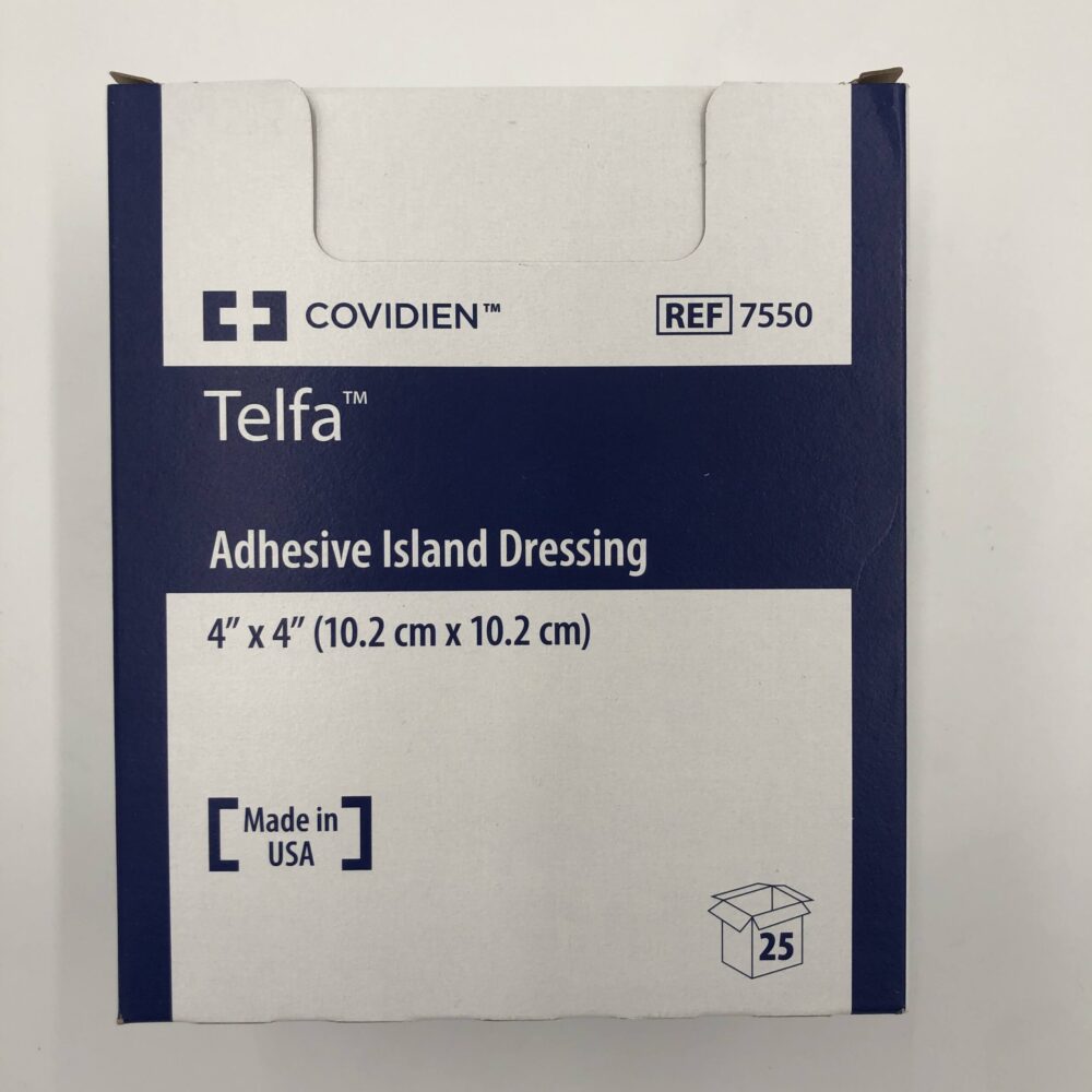 COVIDIEN 7550 Telfa, Adhesive Island Dressing 4in x 4in (25/Box) - GB ...