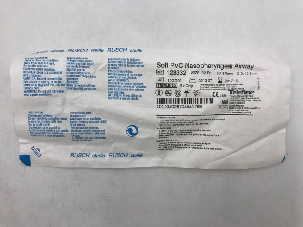 TELEFLEX 123332 Rusch PVC Nasopharyngeal Airway 32 Fr. (X) - GB TECH USA