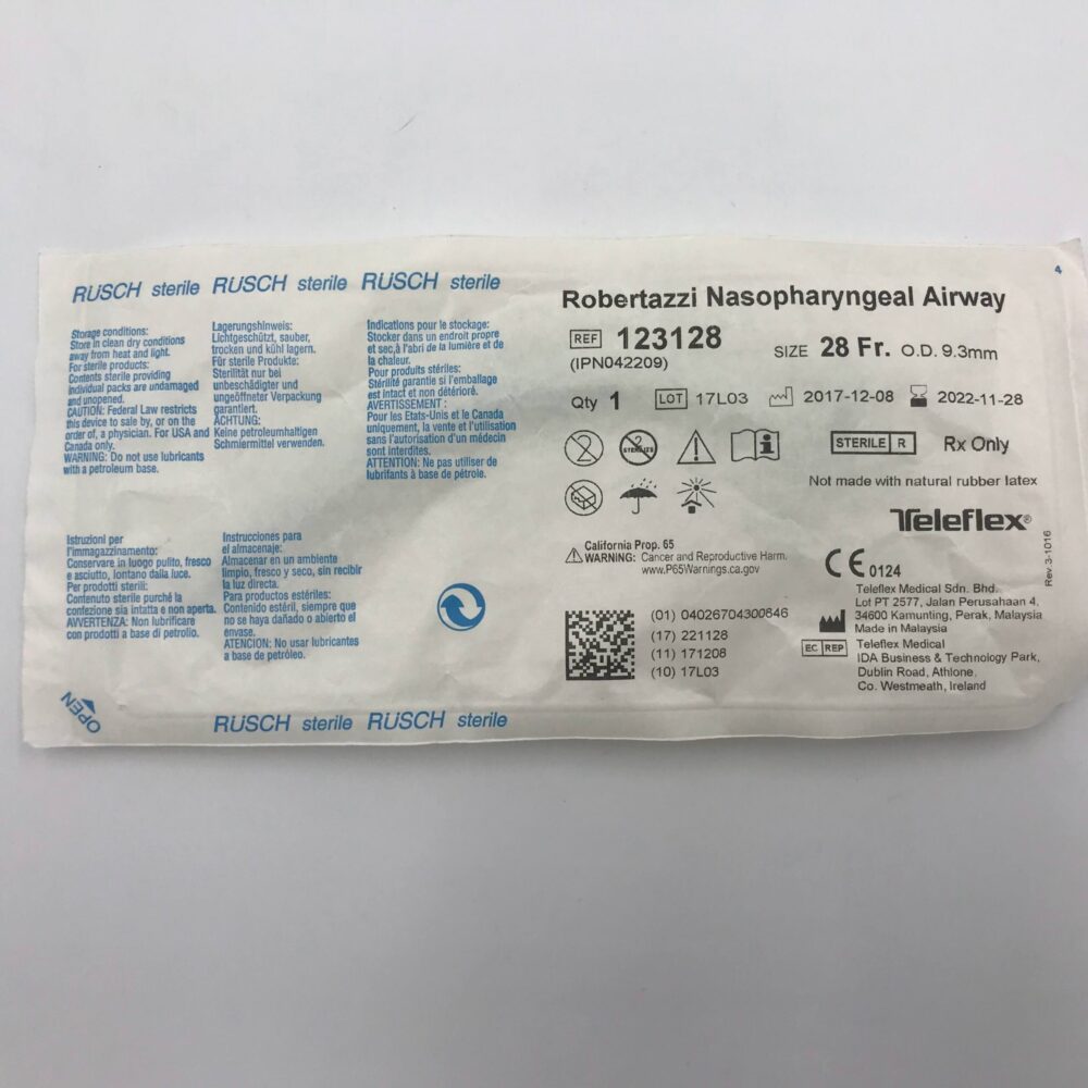 TELEFLEX 123128 Rusch Robertazzi Nasopharyngeal Airway 28 Fr. - GB TECH USA