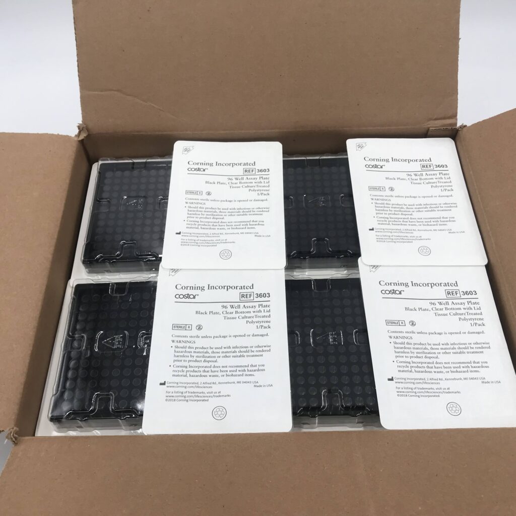 CORNING INC. 3603 Costar Assay Plate, 96 Well, w/ Black Lid and Clear ...