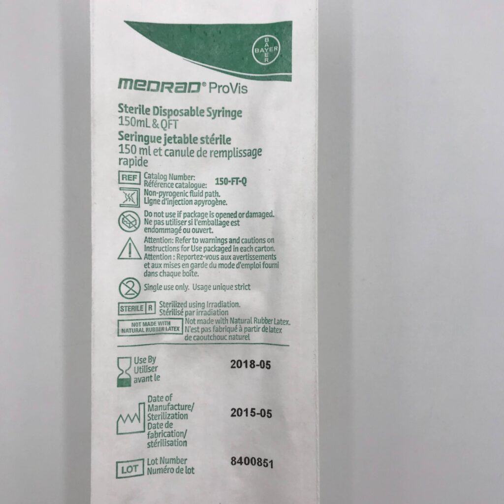 BAYER 150-FT-Q Medrad Mark V ProVis Disposable Syringe 150mL & QFT (X ...