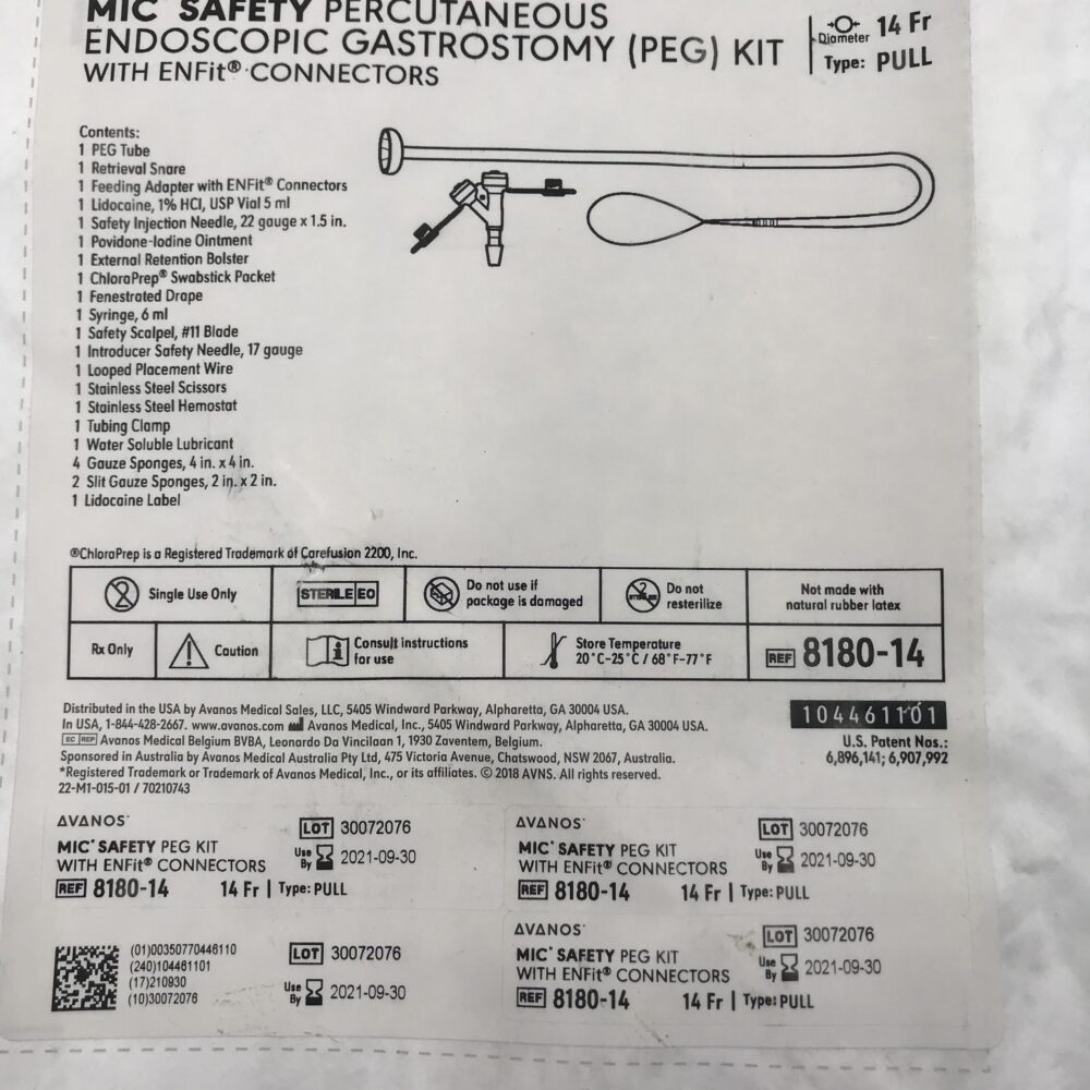 Avanos 8180-14 Mic* Safety Percutaneous Endoscopic Gastrostomy (Peg ...