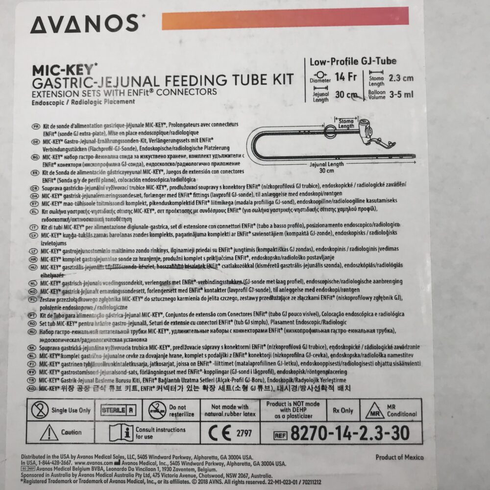 AVANOS 8270-14-2.3-30 Mic-Key Gastric-Jejunal Feeding Tube Kit ...
