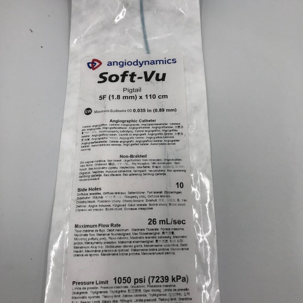 AngioDynamics 10708503 Soft-Vu Pigtail Angiographic Catheter 5F x 110cm ...