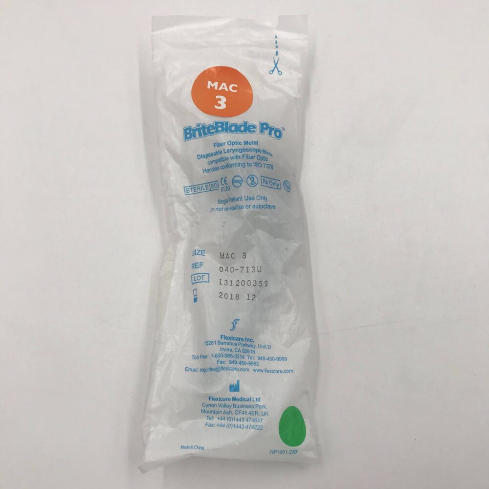 Flexicare 040-713U MAC 3 BriteBlade Pro Fiber Optic Metal Disposable ...
