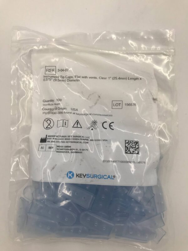 KEY SURGICAL 3-04-07 InstrumentTip Caps, Flat w/Vents, Clear 1″ Length ...