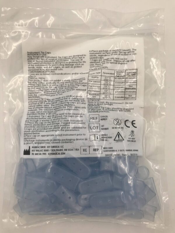 KEY SURGICAL 3-04-07 InstrumentTip Caps, Flat w/Vents, Clear 1" Length ...
