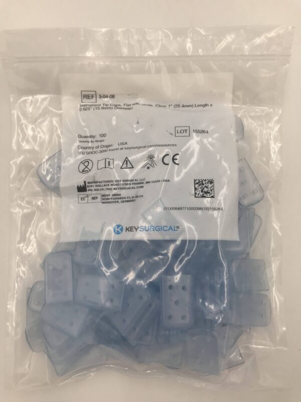 KEY SURGICAL 3-04-08 Instrument Tip Caps, Flat w/Vents, Clear 1" Length ...