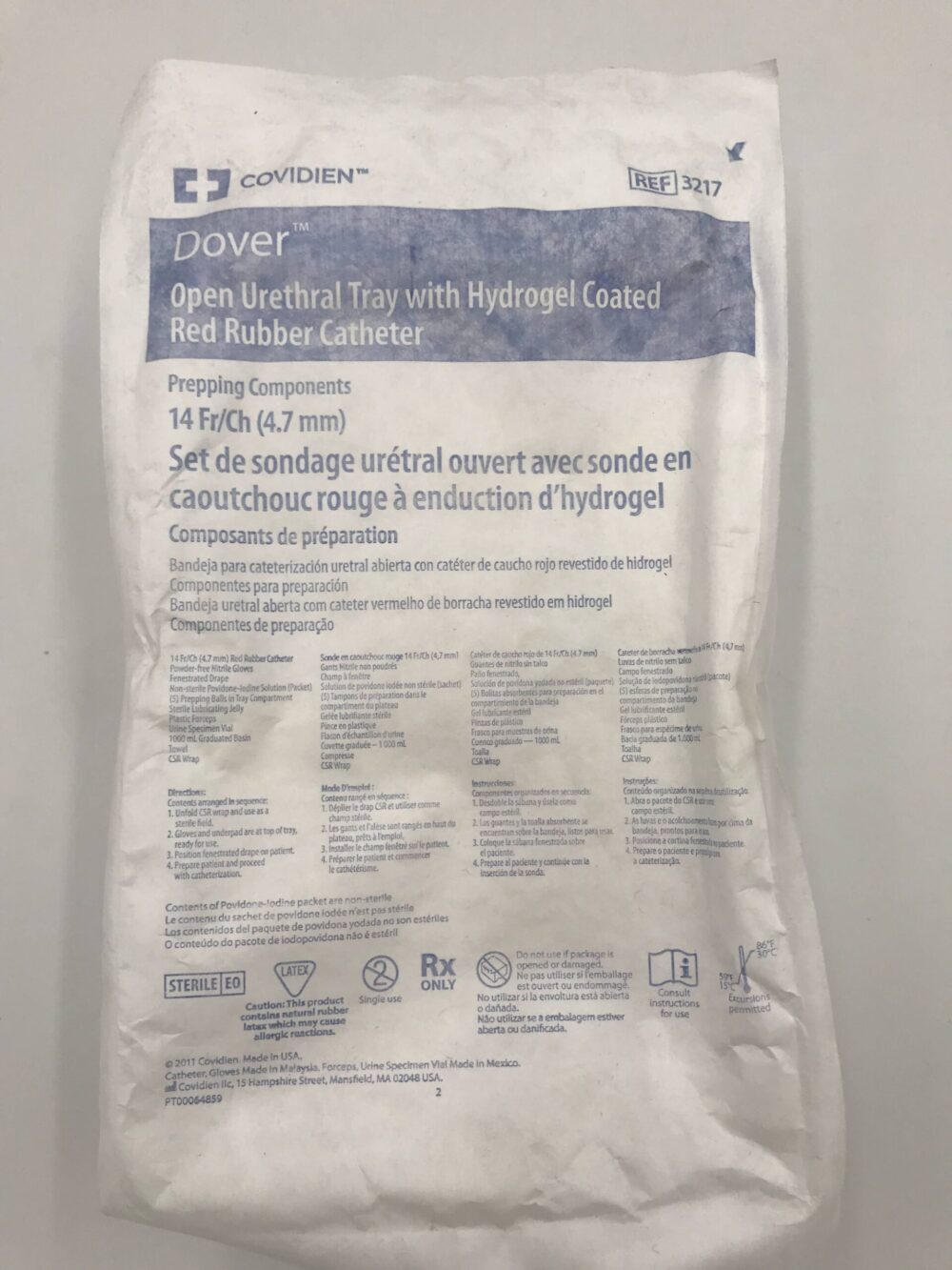 COVIDIEN 3217 Dover Open Urethral Tray w/ Hydrogel Coated Red Rubber ...