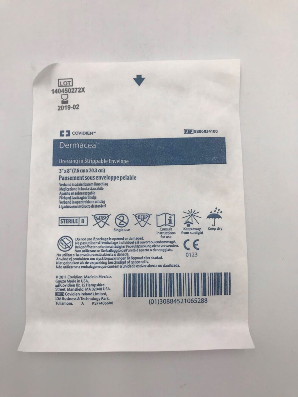 COVIDIEN 8886834100 Dermacea Dressing In Strippable Envelope 3"x8" (36 ...