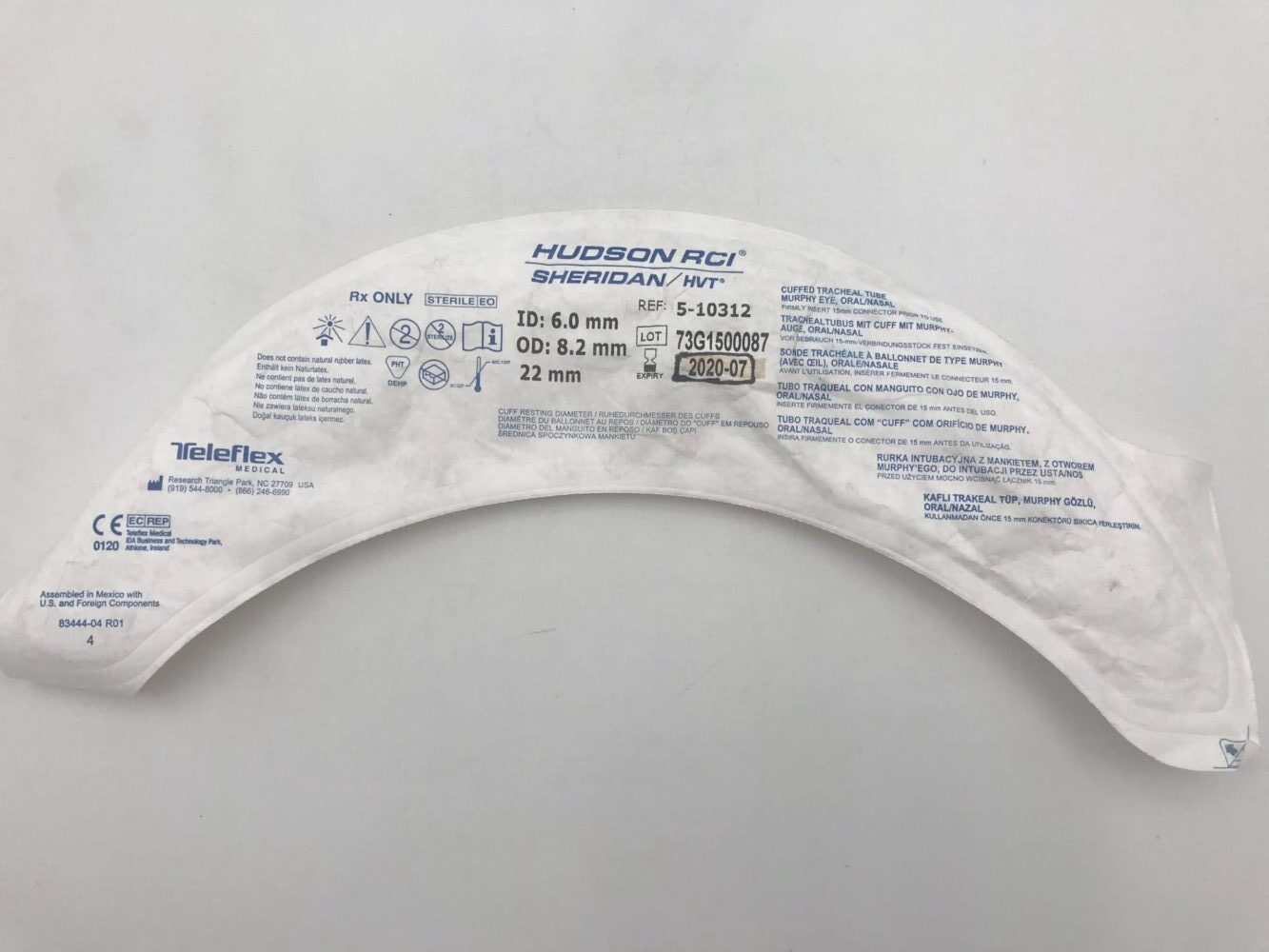 TELEFLEX 5-10312 Hudson RCI Sheridan/HVT Cuffed Tracheal Tube Murphy ...