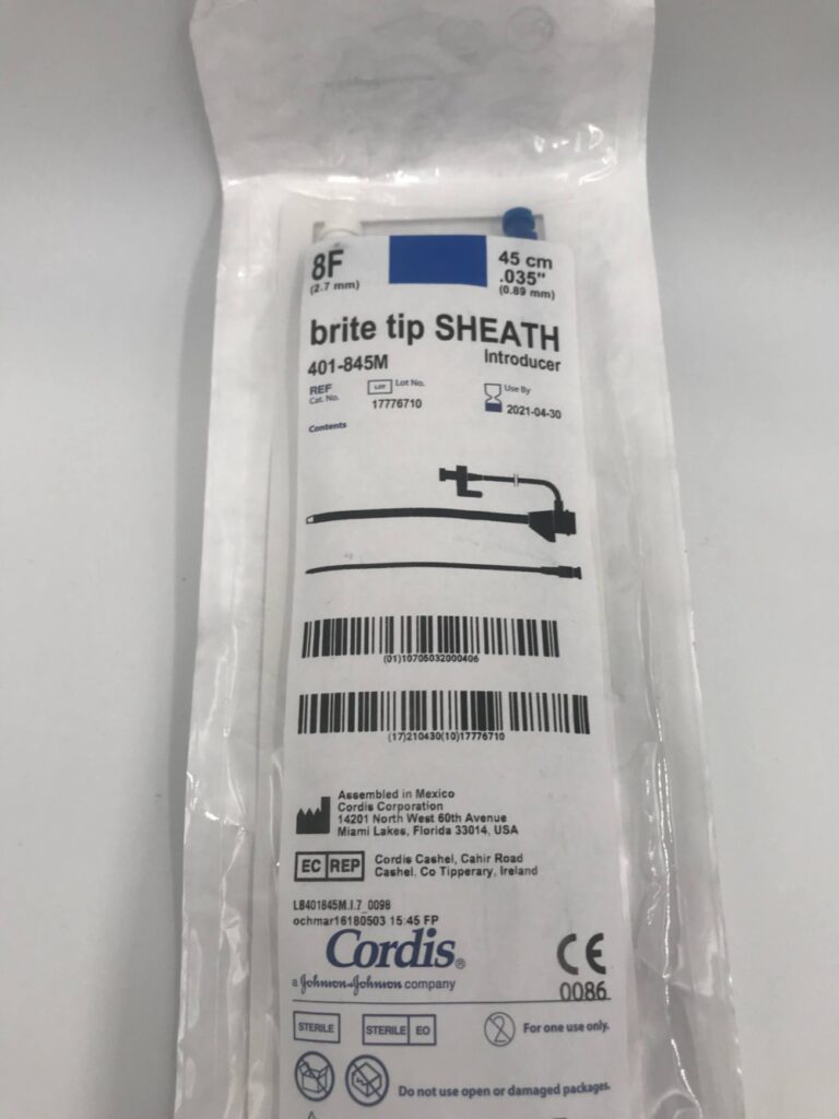 CORDIS 401-845M Brite Tip Sheath Introducer, 45cm, .035", 8F (X) - GB ...