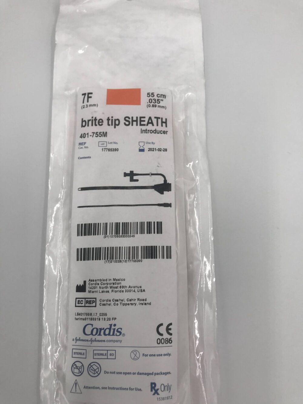 Cordis 401-755M Brite Tip Sheath Introducer 7F 55cm (X) - GB TECH USA
