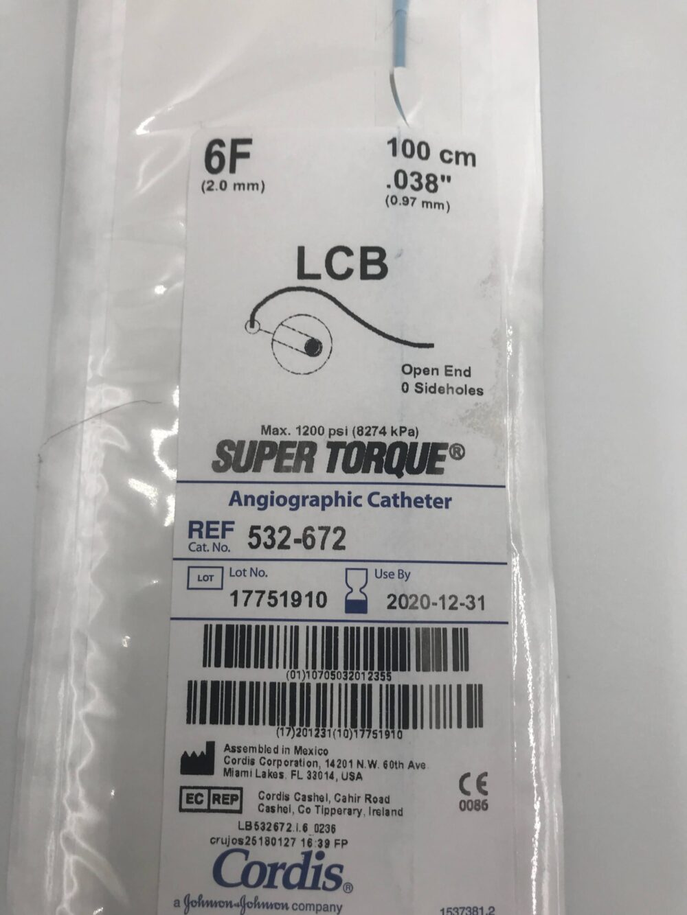 Cordis 532-672 LCB Super Torque Angiographic Catheter 6F (X) - GB TECH USA