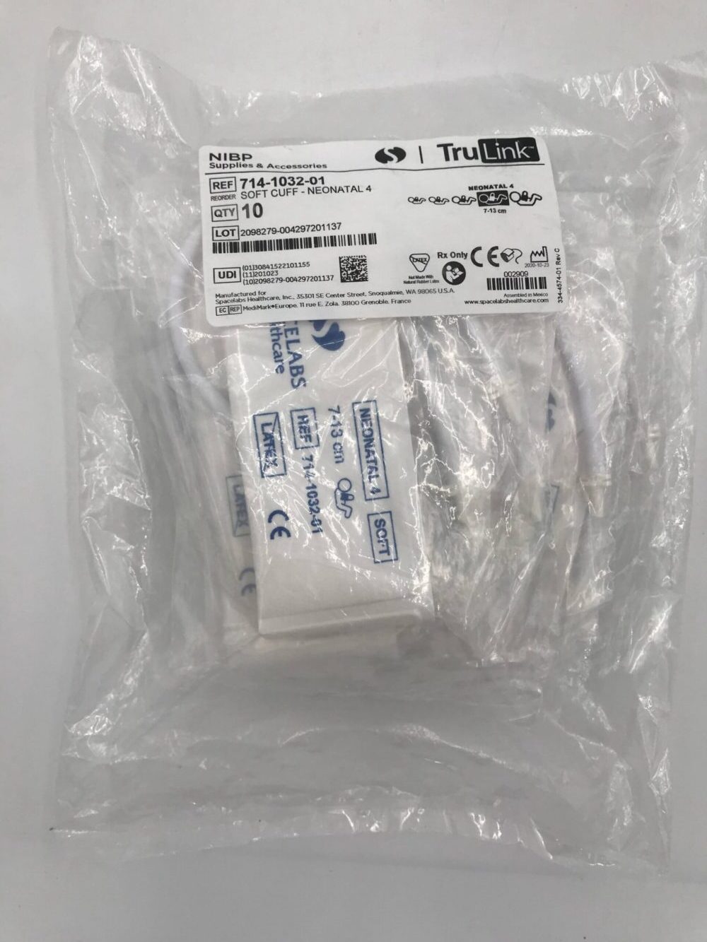 SpaceLab 714-1032-01 TruLink NIBP Soft Cuff Neonatal 4 (10/Pkg) – GB ...