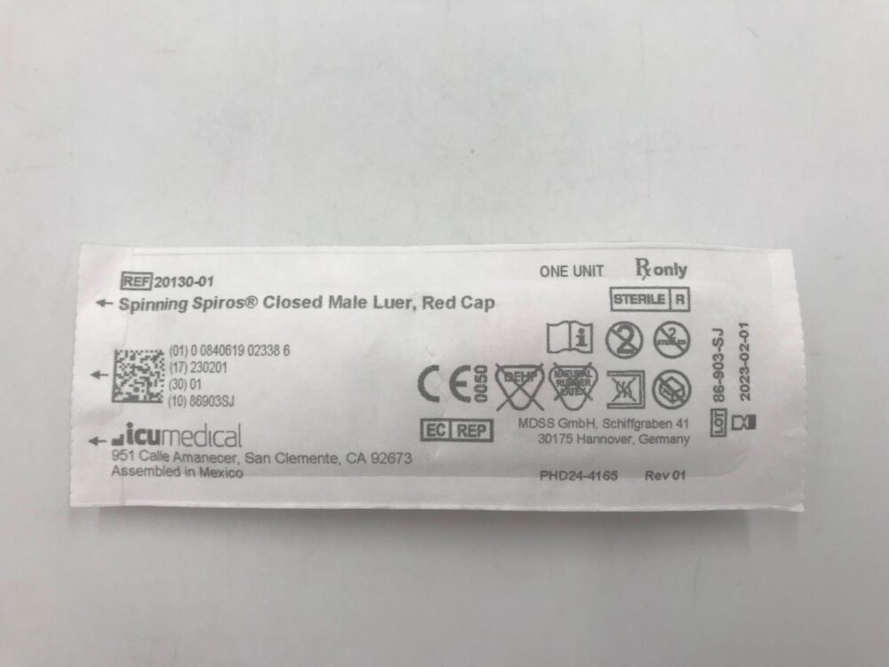 ICU MEDICAL 20130-01 Spinning Spiros Closed Male Luer, Red Cap - GB ...