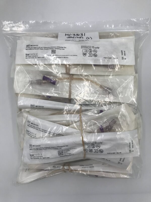 ICU MEDICAL MC33131 Pressure Infusion (400psig) Ext Set w/MicroClave ...