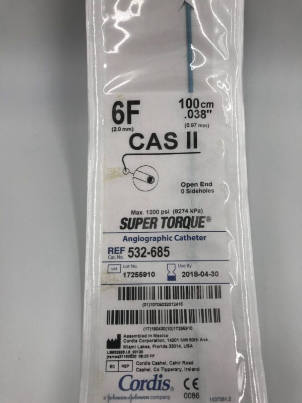 Cordis 532-685 Super Torque Angiographic Catheter CAS II 6F (X) - GB ...