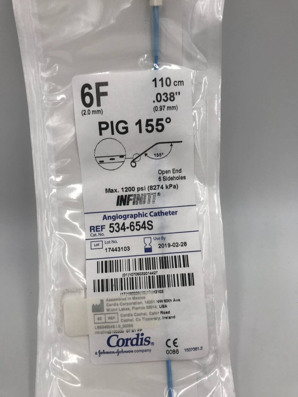 Cordis 534-654S Infiniti Angiographic Catheter PIG 155° 6F (X) - GB ...