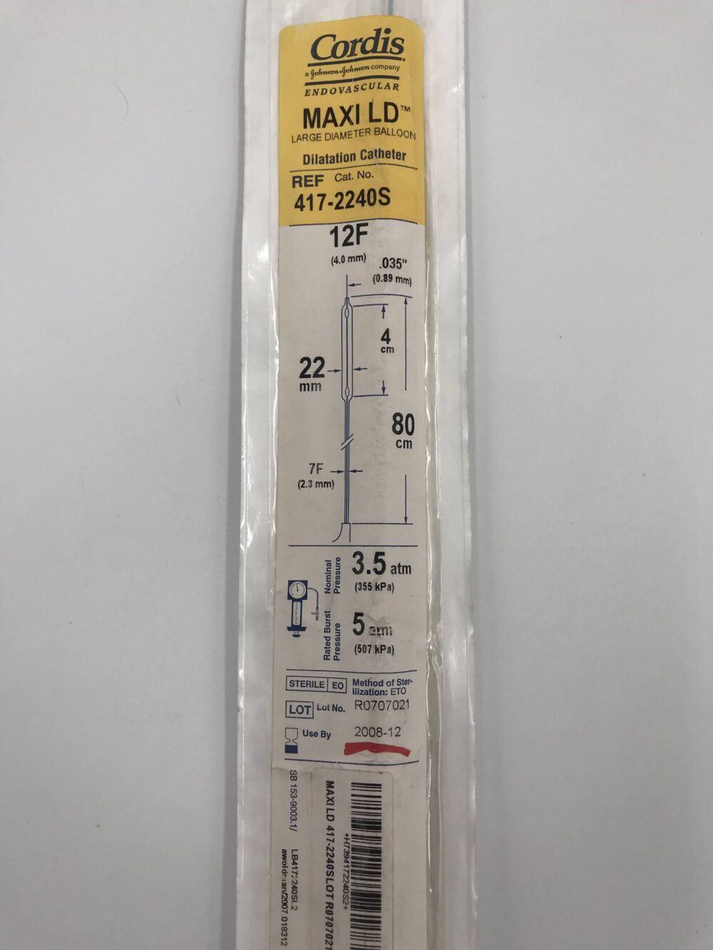 Cordis 417-2240S MAXI LD Endovascular Dilatation Catheter 12F (X) - GB ...