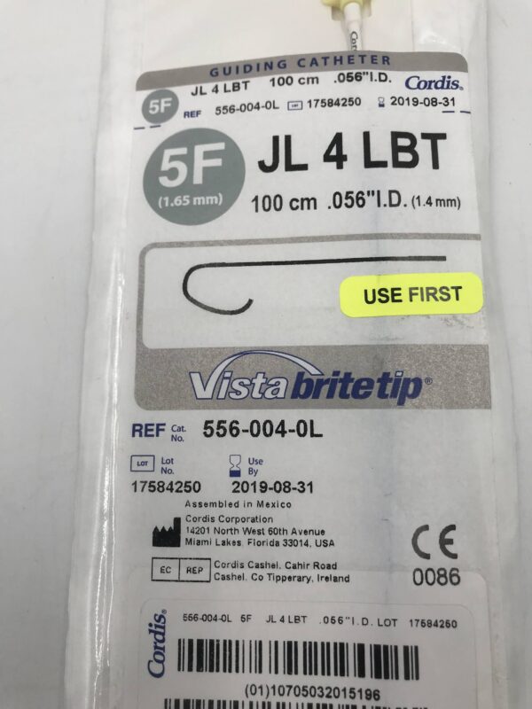 CORDIS 556-004-0L Vista Brite Tip Guiding Catheter JL 4 LBT (X) - GB ...