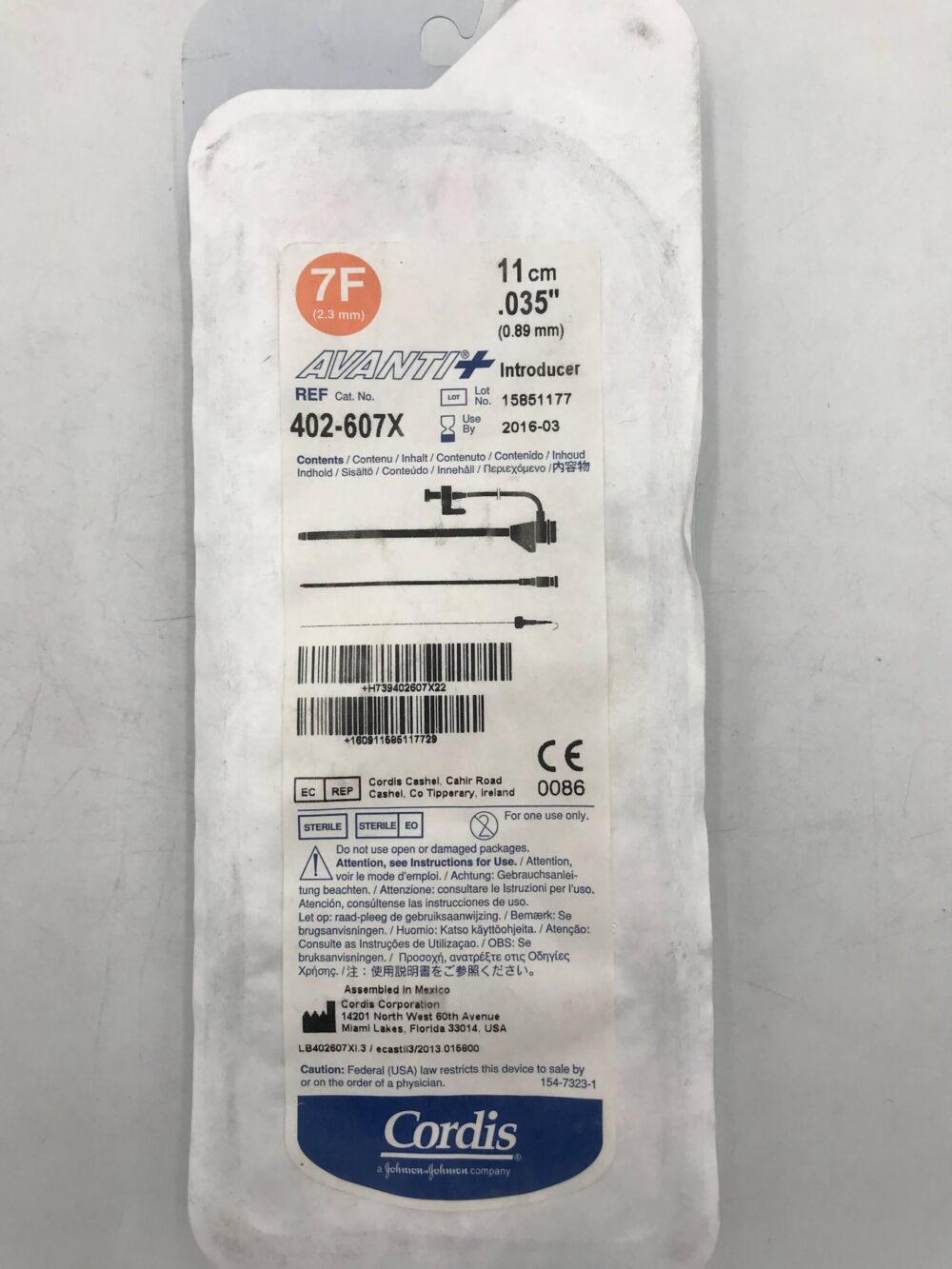 CORDIS 402-607X Avanti+ Introducer 7F (X) - GB TECH USA