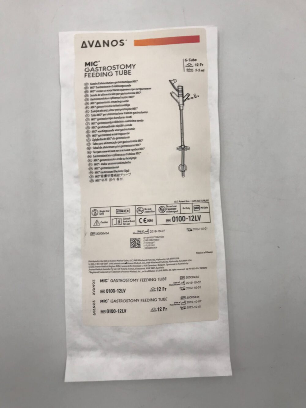 AVANOS 0100-12LV MIC Gastrostomy Feeding Tube, G-Tube 12Fr (X) – GB ...