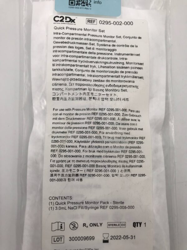 Critical Care 0295-002-000 C2Dx Quick Pressure Monitor Set (X) – GB TECH USA