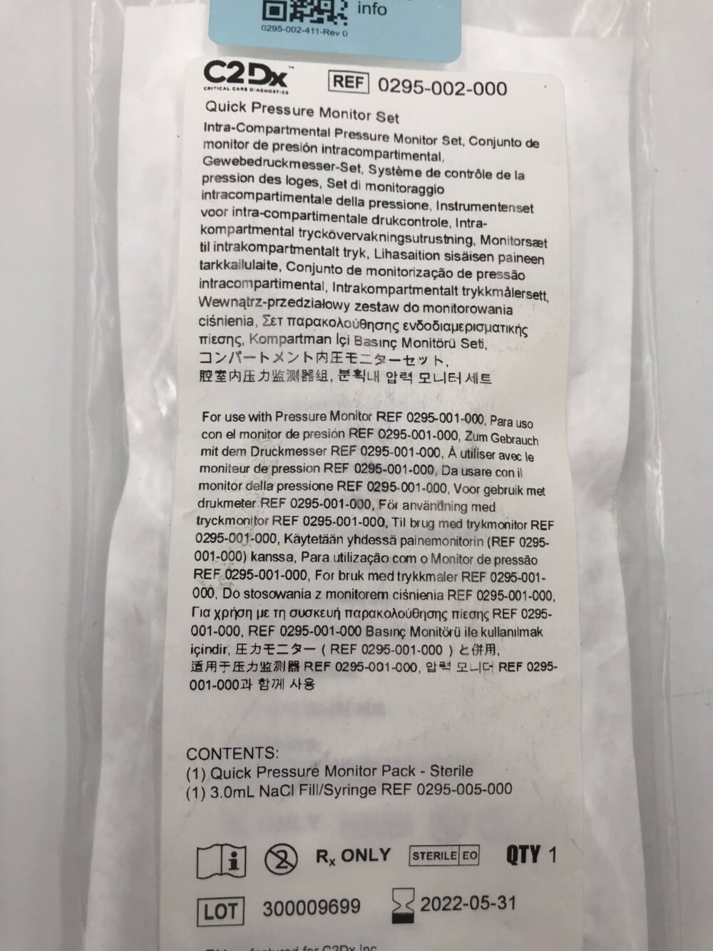 Critical Care 0295-002-000 C2Dx Quick Pressure Monitor Set (X) - GB ...