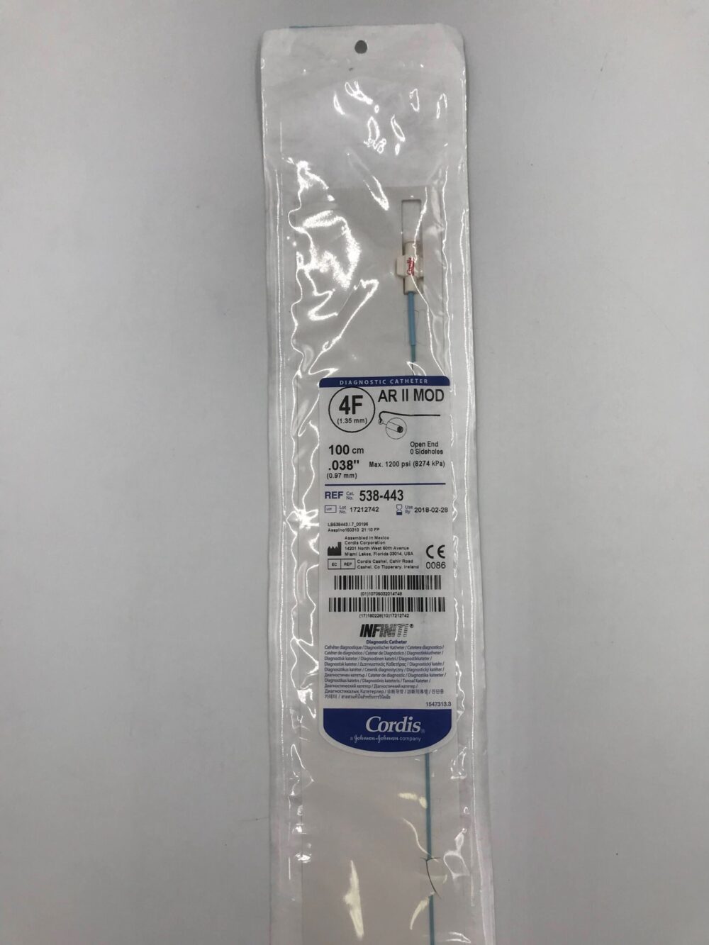 CORDIS 538-443 Infiniti AR II MOD Diagnostic Catheter 4Fr (X) - GB TECH USA