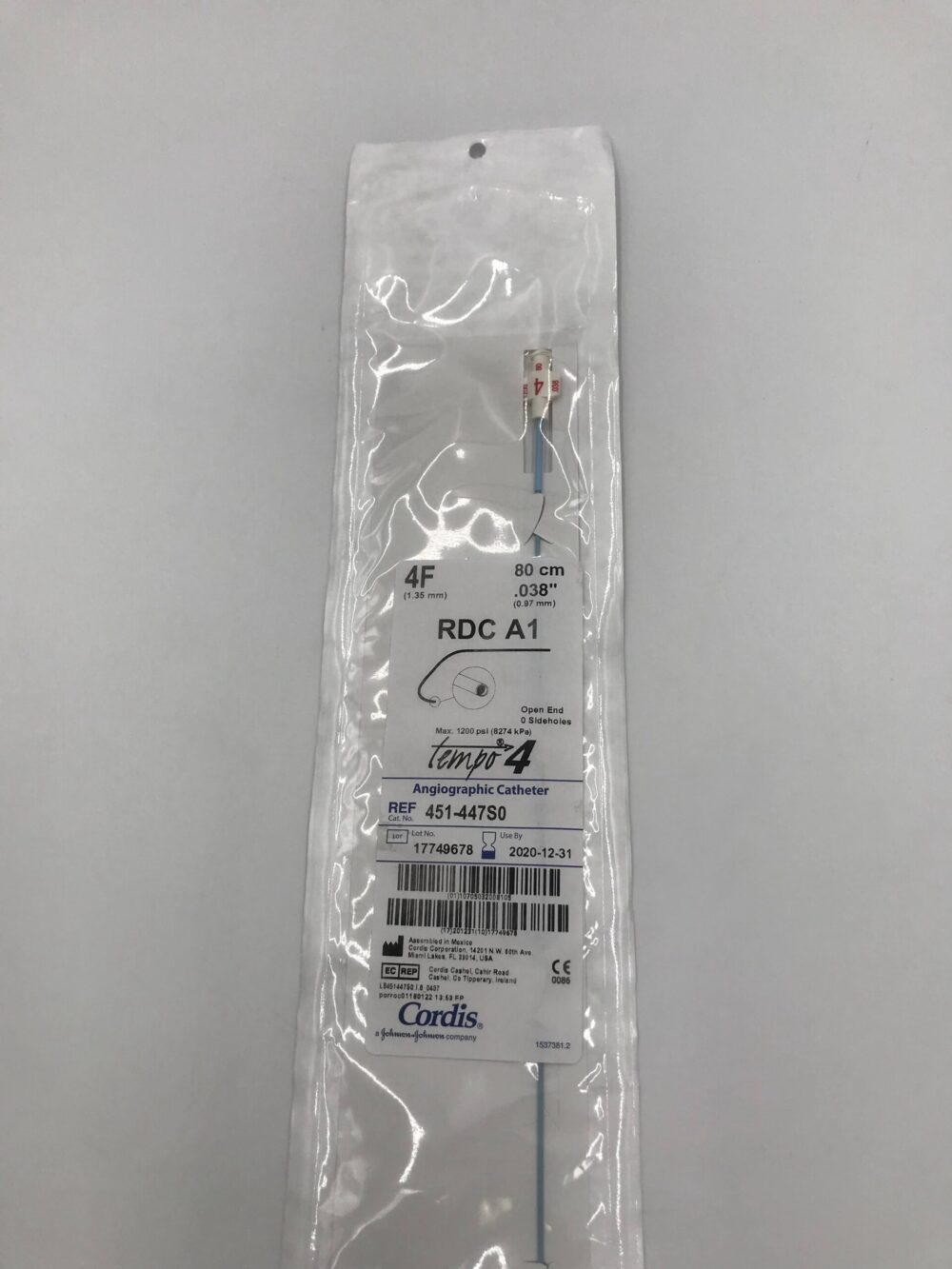 CORDIS 451-447S0 Tempo4 Angiographic Catheter RDC A1 4F (X) - GB TECH USA