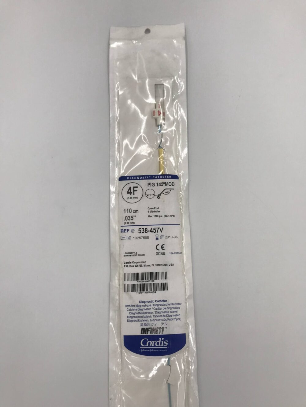 CORDIS 538-457V Infiniti Diagnostic Catheter PIG 145° MOD 4F (X) - GB ...