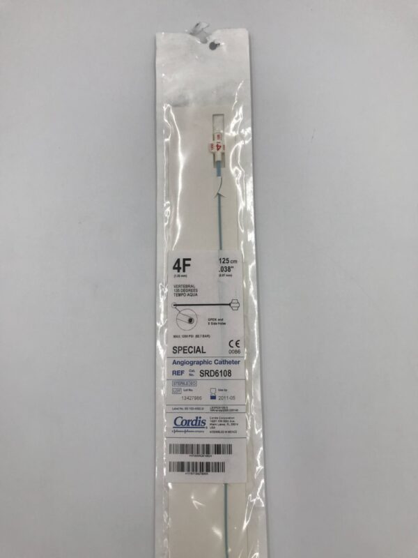 CORDIS SRD6108 SPECIAL Angiographic Catheter Vertebral 135° Tempo Aqua ...