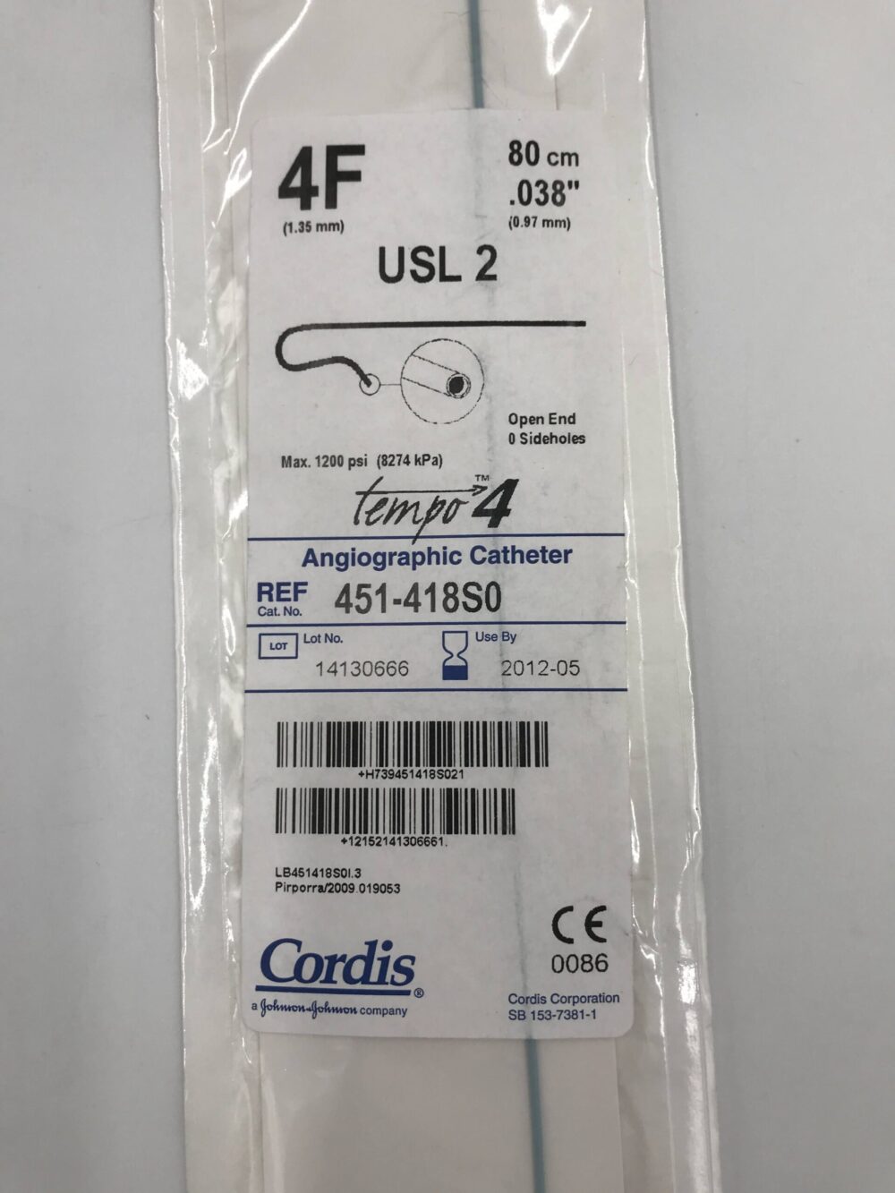 CORDIS 451-418S0 Tempo4 Angiographic Catheter USL 2 4F (X) - GB TECH USA